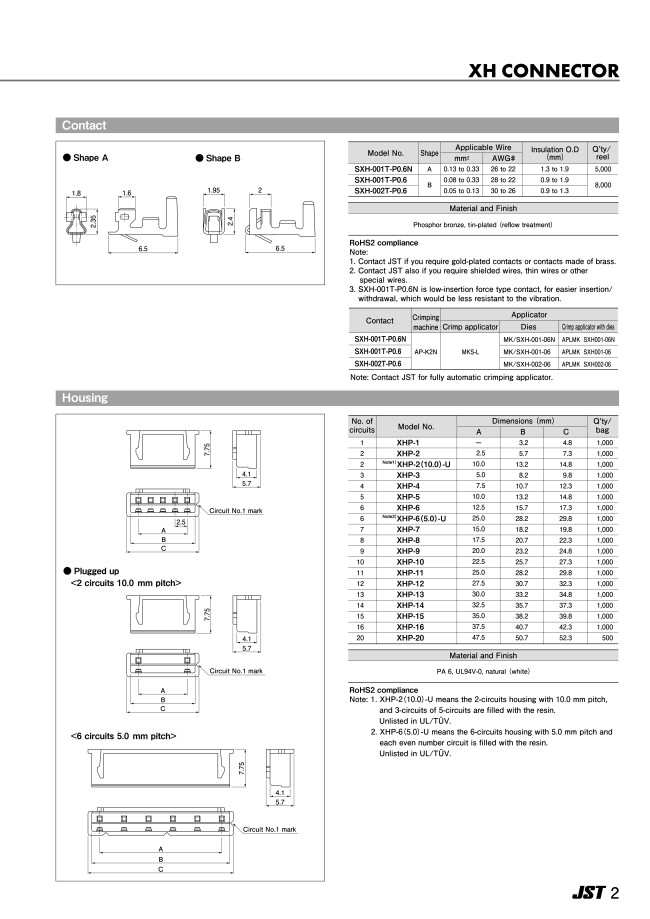 Conector XH from JST (JST MANUFACTURING) | MISUMI