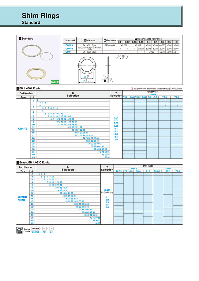 Shim Rings / Standard from MISUMI | MISUMI